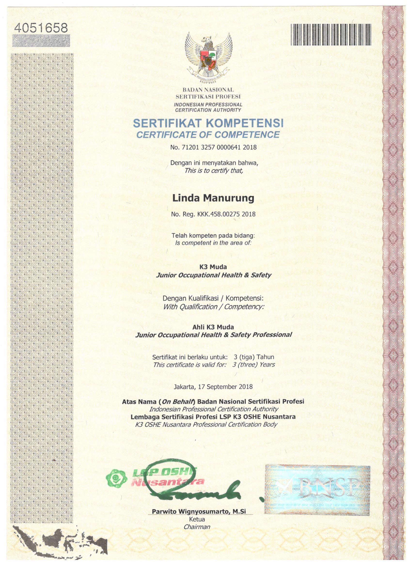 Linda Manurung – LSP Oshe Nusantara