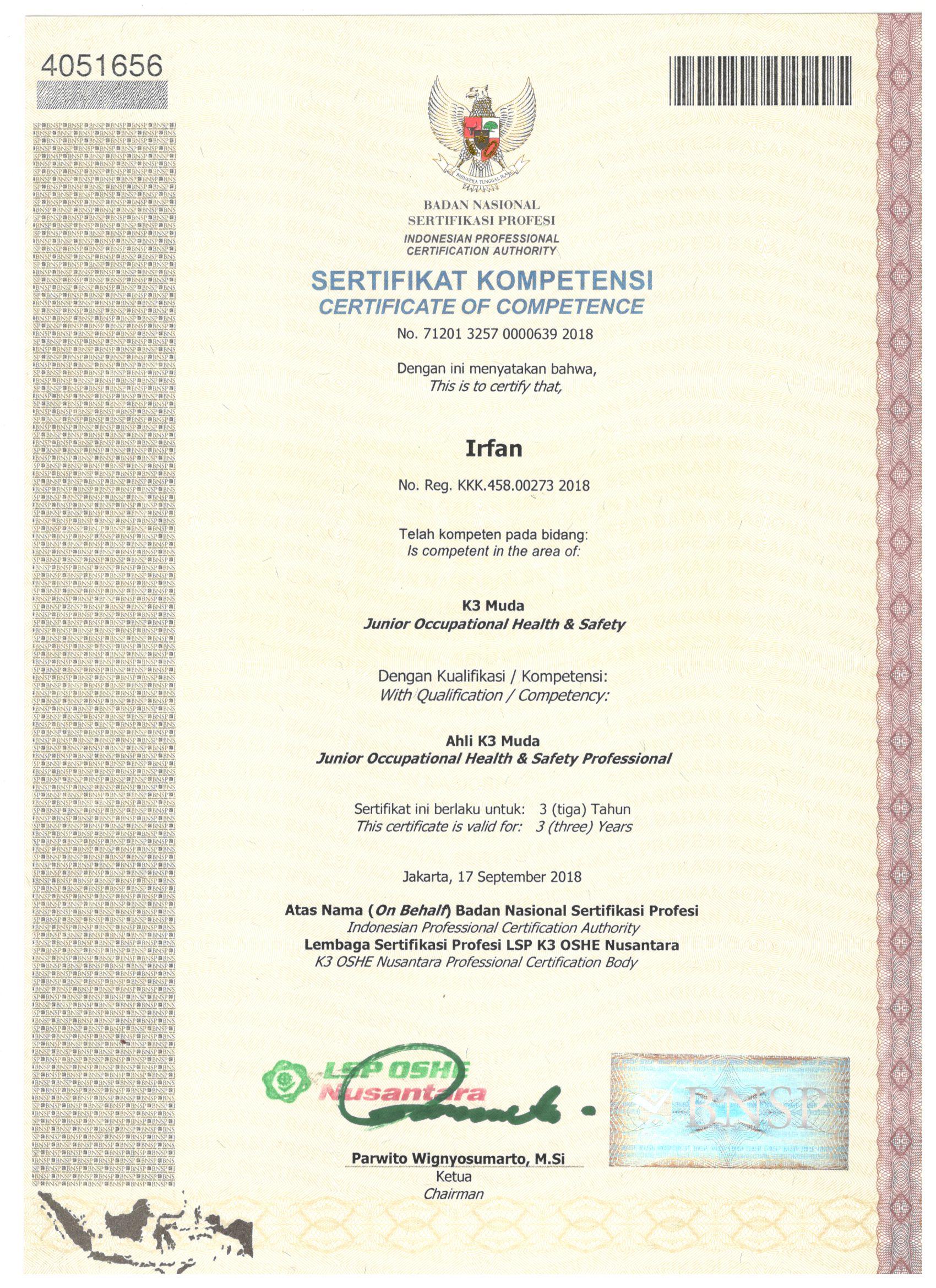 Irfan – LSP Oshe Nusantara